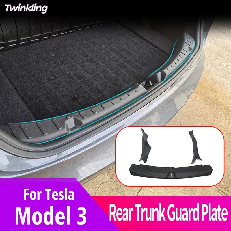 ♚Car Rear Trunk TPE Guard Plate Full Coverage Side Corner PP Protective ...