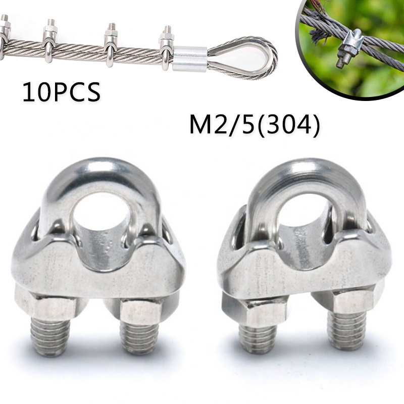 10pcs Stainless Steel Wire Rope Clip M2 M5 Cable Clamps U Bolt Saddle ...