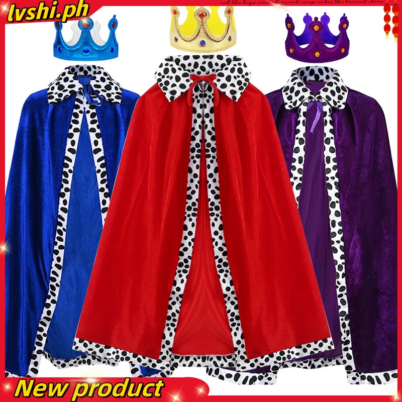 Kids King Emperor Costume Red Cloak Cape with Crown Scepter Outfit for ...