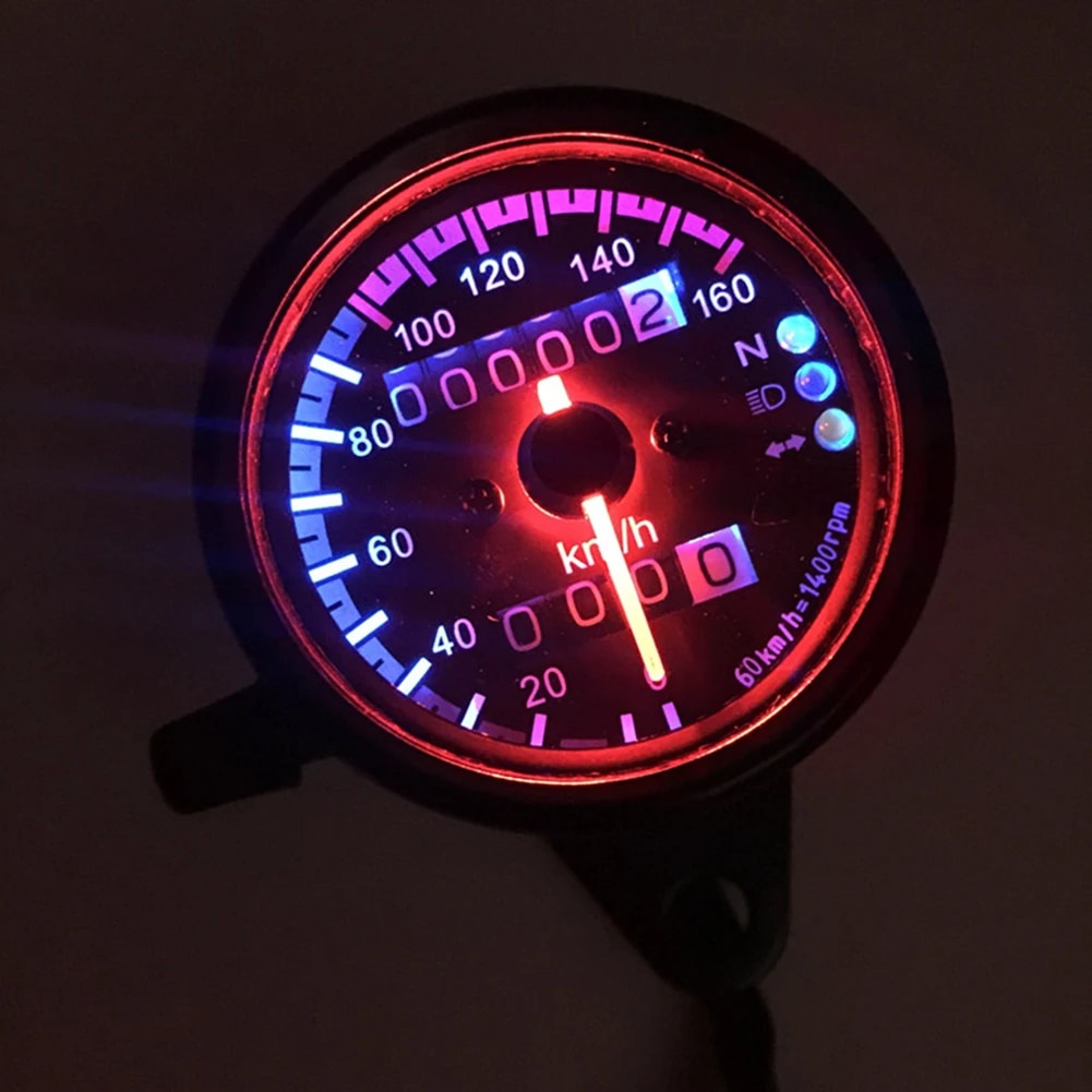 Universal Motorcycle Speedometer Odometer with Turn Signal Headlight ...