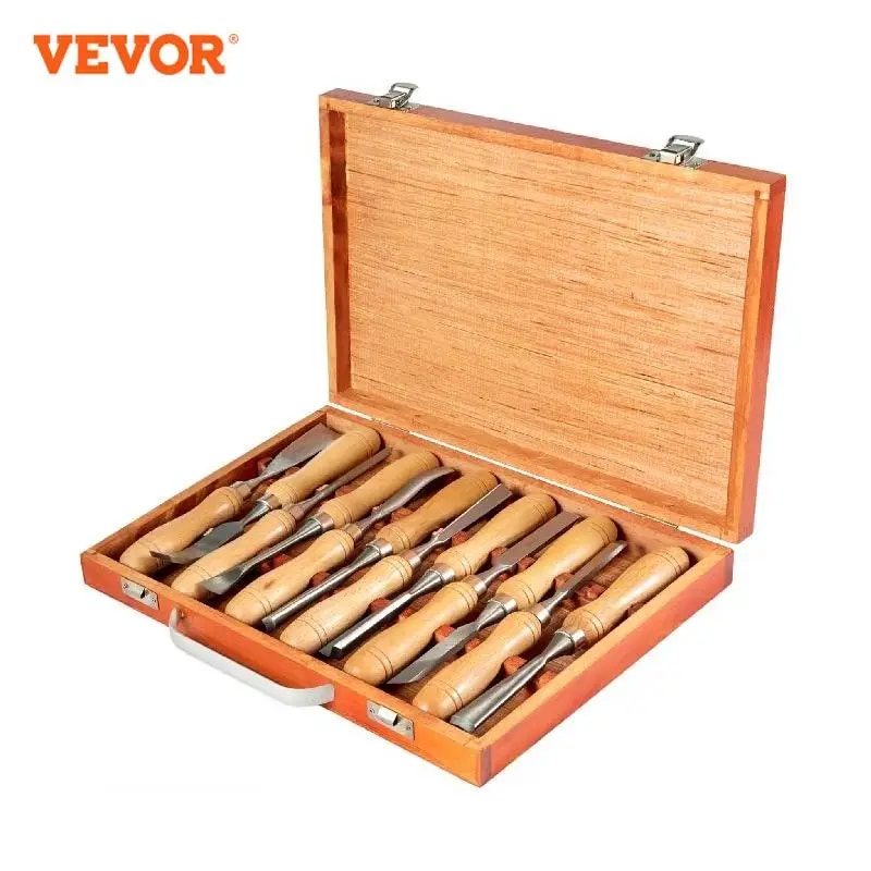 VEVOR 12PCS Wood Carving Hand Chisel Set Lathe Knife DIY Wood Turning ...