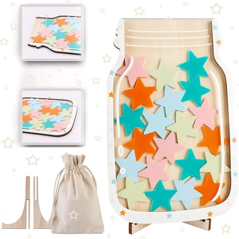 ☢Reward Jar Wood Reward Jar For Toddlers, Star Jar Reward System, Kids ...