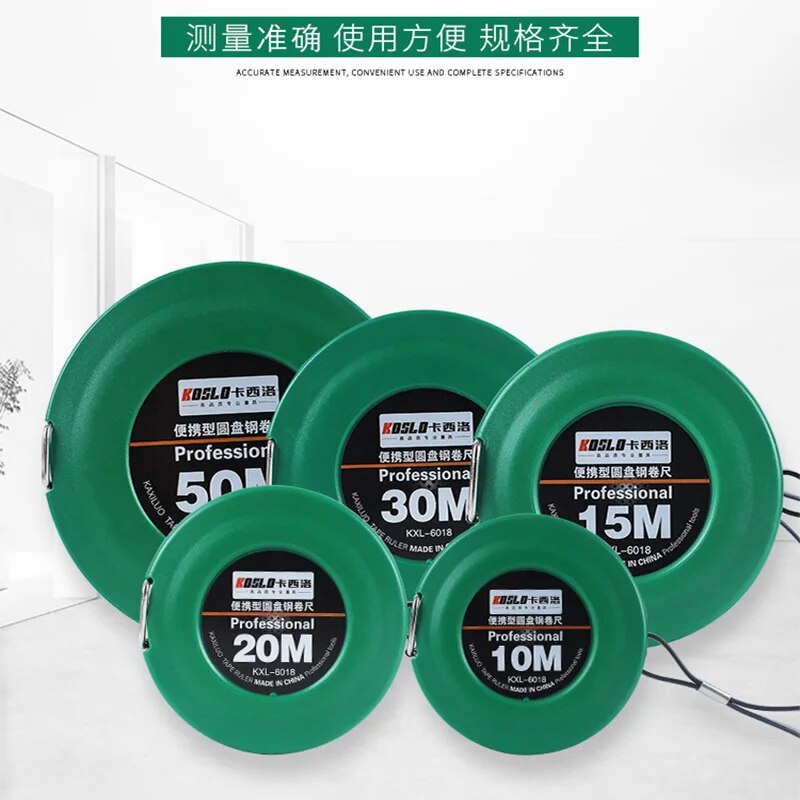 10 15 20 30 50 meter Green tape measure Circular steel rule Disk ruler ...