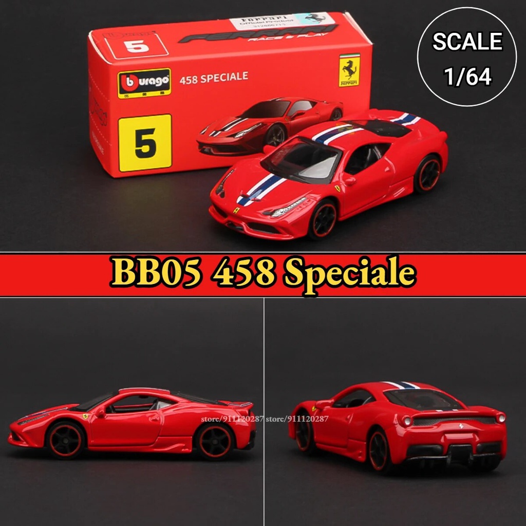 Bburago 1:64 Ferrari Car Model, BB05 458 Speciale Scale Enzo F50 F40 ...