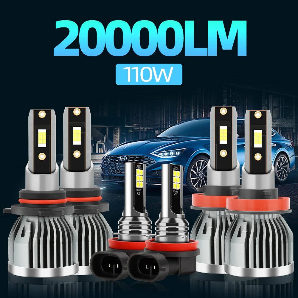 ⋚20000LM 110W 3570 CSP Chip 6000K Car LED Headlight H11 LED Headlights 9005 HB3 Led Light Headla ...