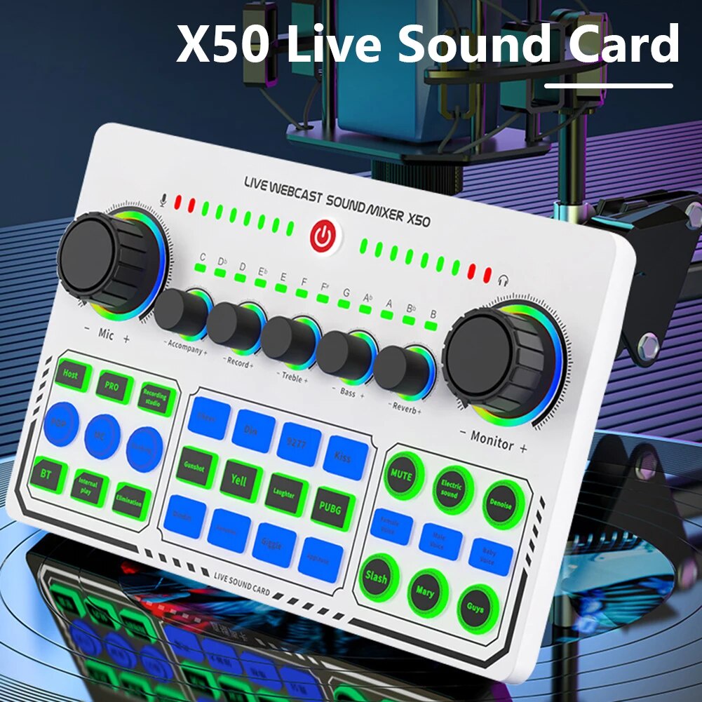 X50 Wireless External Sound Card Mixer Sound Card Smart Noise Reduction ...