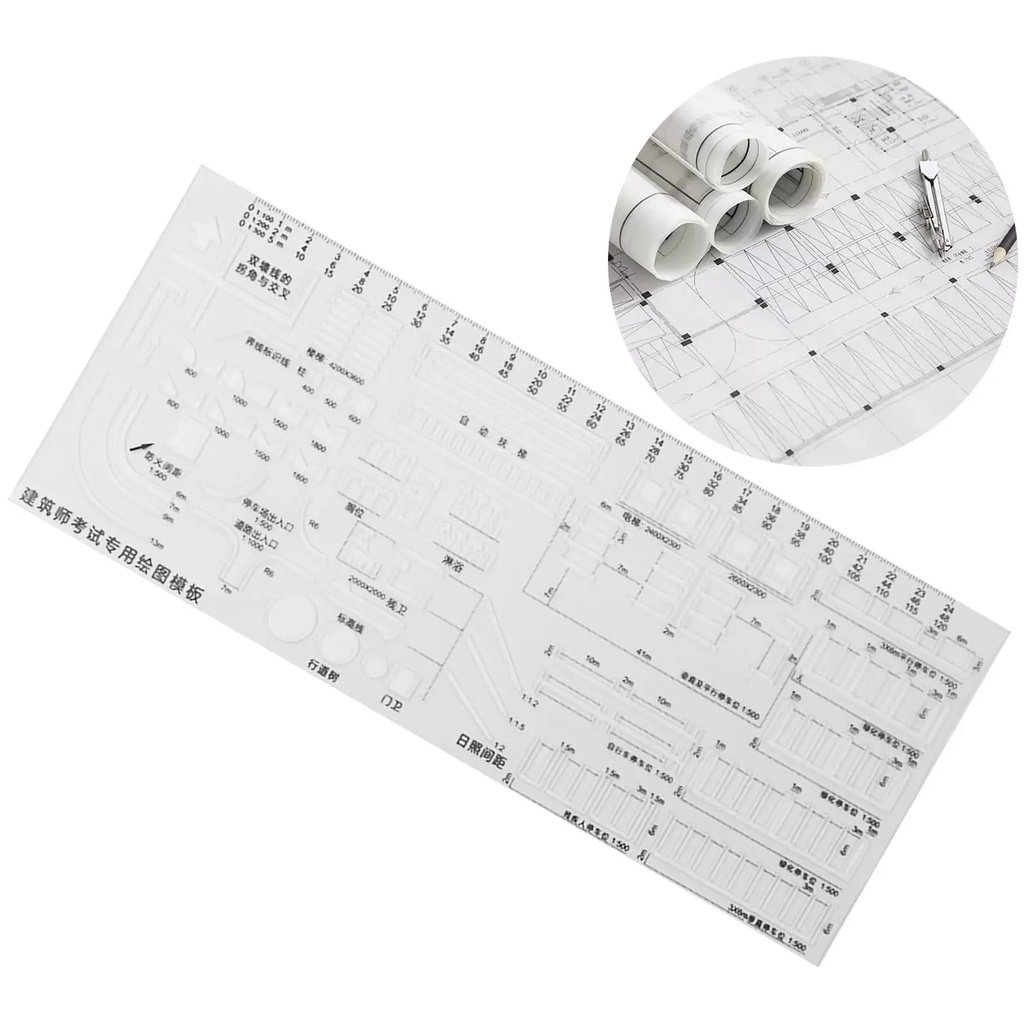 Geometric Drawing Ruler Architectural Template Drafting Ruler Measuring ...