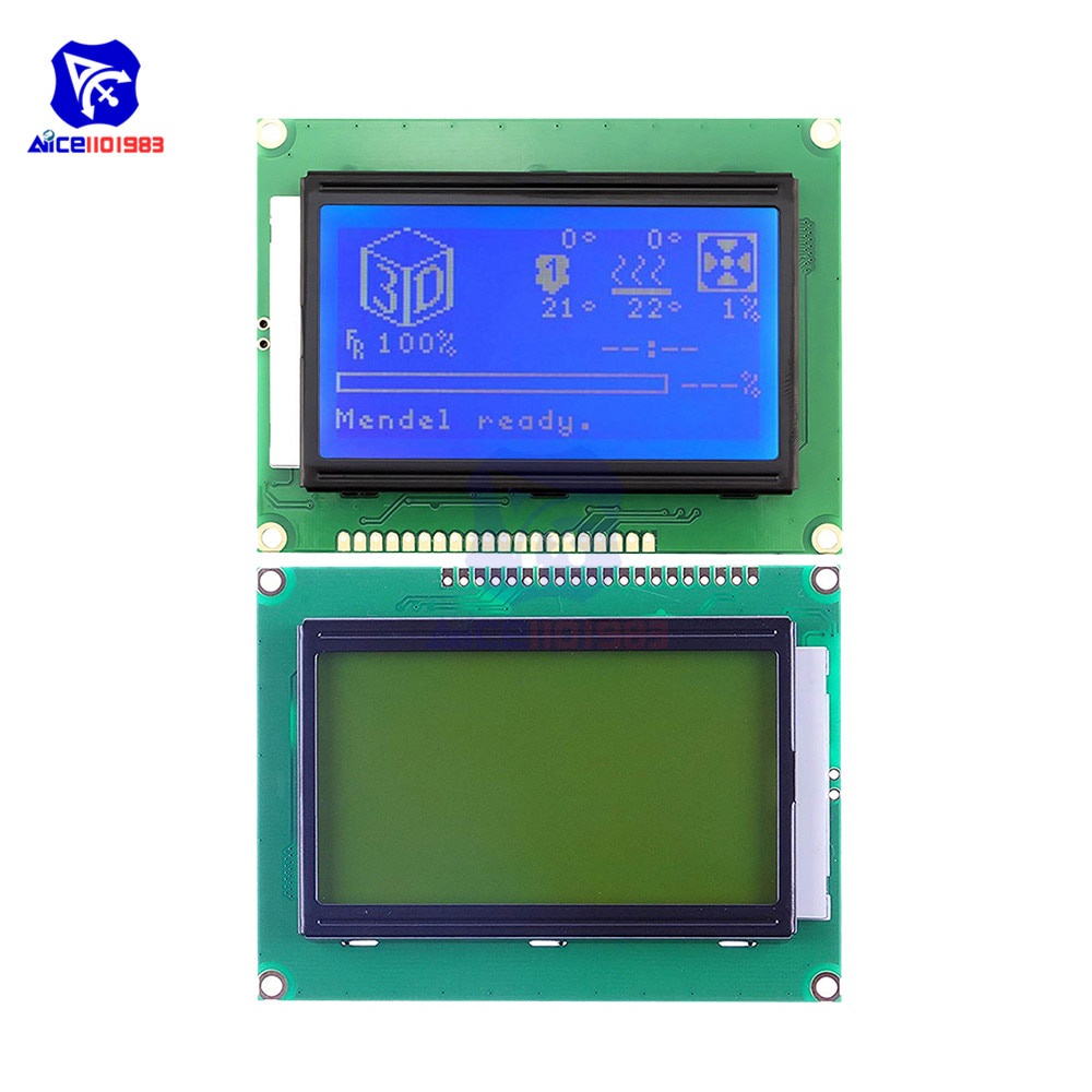 diymore 128x64 Dots Graphic 12864 LCD Display Module with Backlight ST7920 IIC I2C SPI for ...