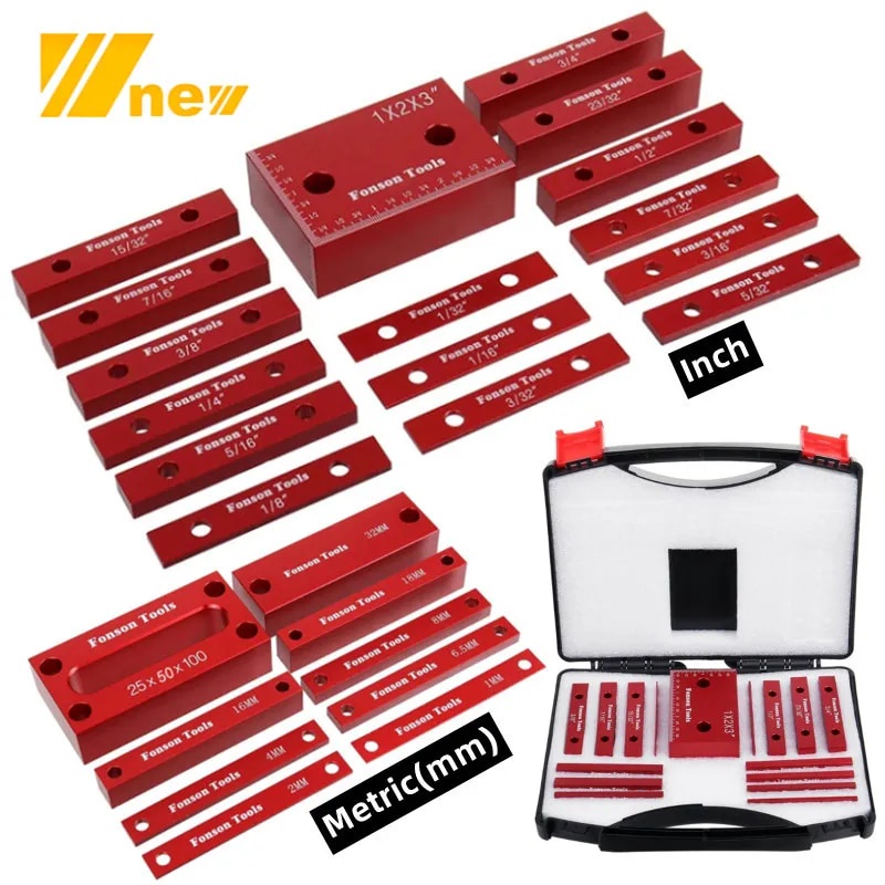 16Pc Inch / 9Pc Metric Setup Blocks Height Gauge Set, Precision ...
