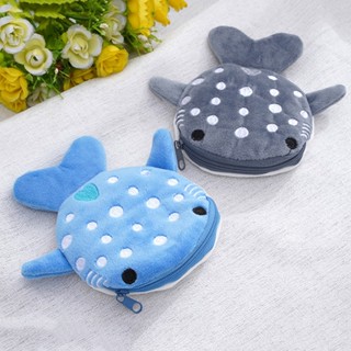 ⋛Cute Blue Small Whales Coin Purse Plush Zipper Coin Wallet Shark Shape ...