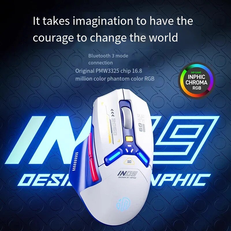 유Inphic IN9 Mecha Wireless Three Mode Gaming Mouse 10000DPI Ergonomic ...