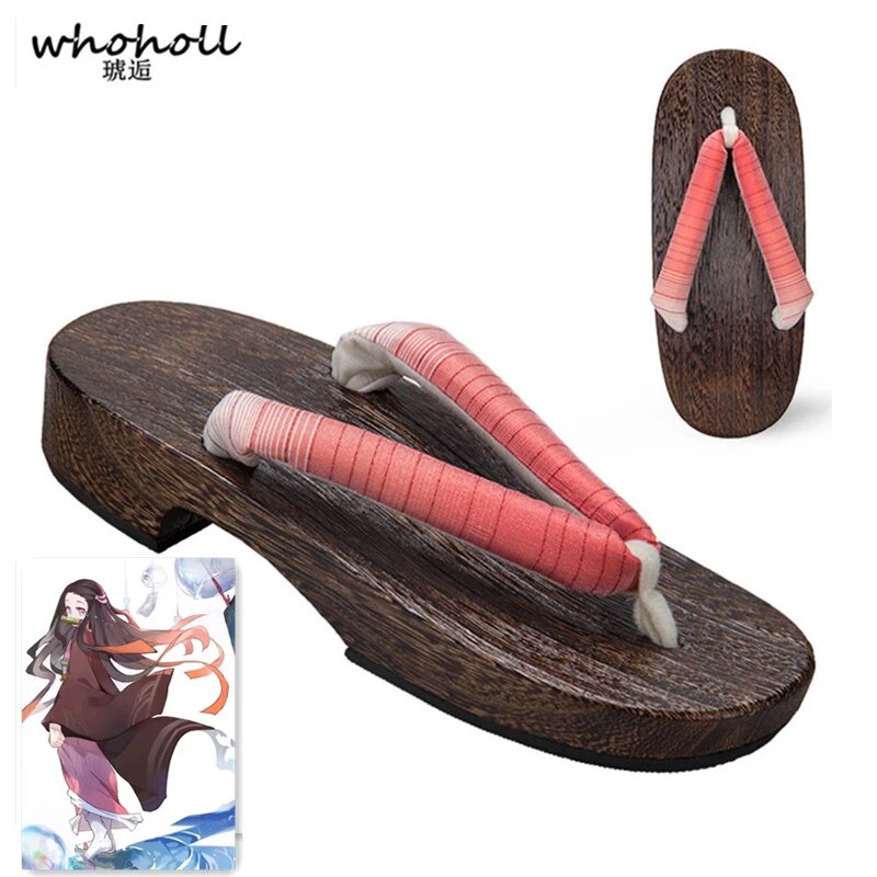 WHOHOLL Anime Demon Slayer Cosplay Costumes Kamado Nezuko Geta Slippers ...