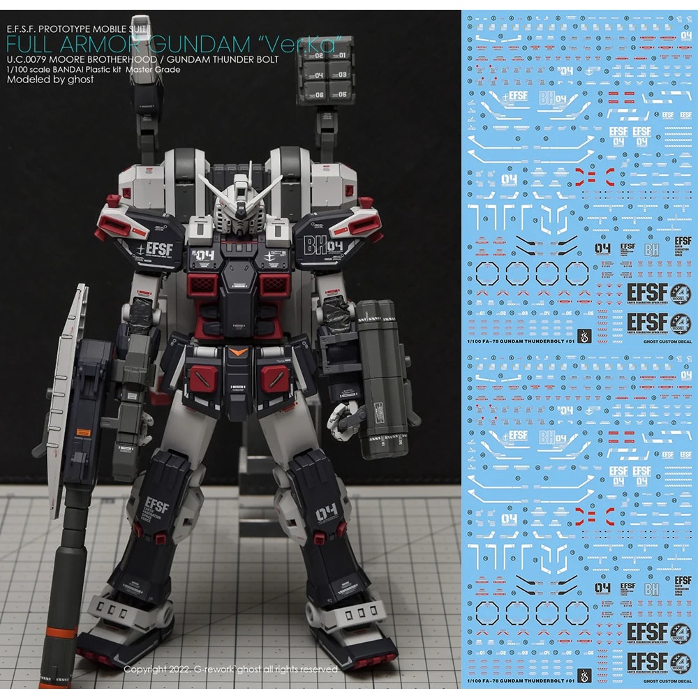 YAN Decal for MG 1/100 Full Armor FA78 Ver.Ka Thunderbolt Model HD ...