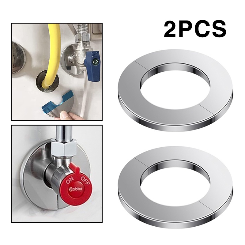 2pcs Wall Split Flange Stainless Steel Wall-mounted Water Pipe Cover ...