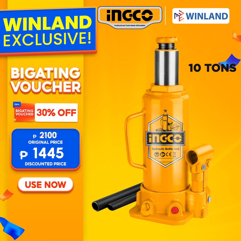 [6747]INGCO by Winland Hydraulic Bottle Jack 10 Tons HBJ1002 ING-HT ...
