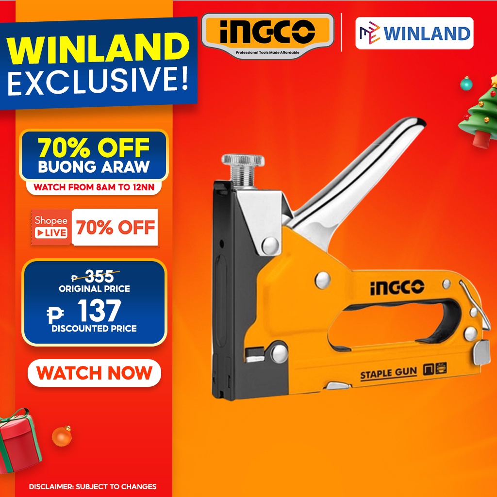 Ingco by Winland Industrial Grade Gun Tacker Staple Gun Tucker HSG14018 ...