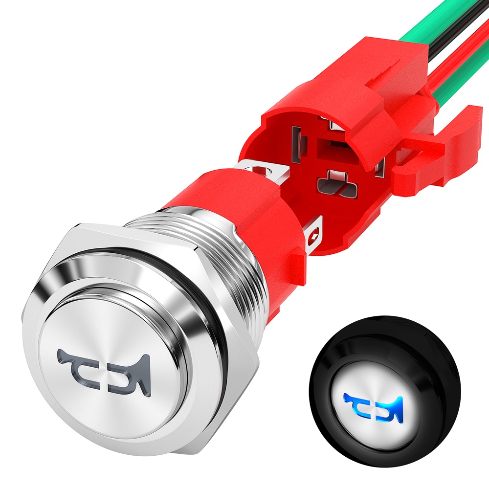Heavy Duty Switch Push Button 16 MM Horn Switch Button 20A 12VDC ...