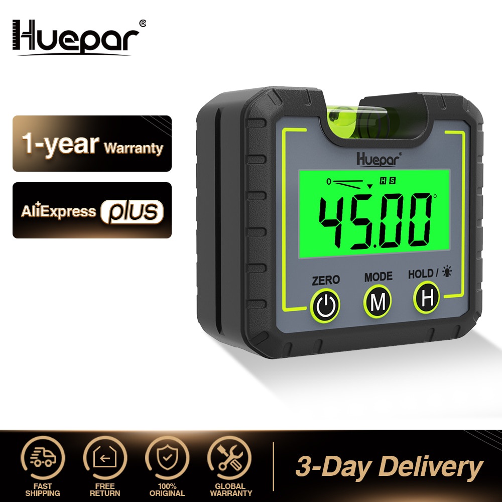 Huepar Digital Level Angle Gauge Mini Angle Finder Level Box with V ...