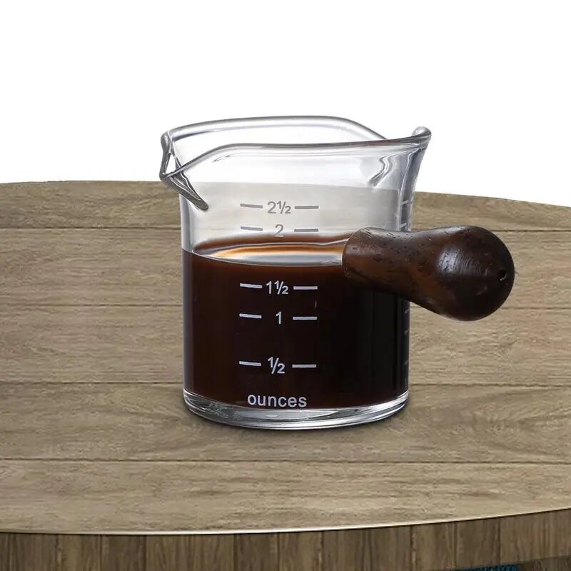 Espresso Shot Glass Double Spout Espresso Shot Glass With Wood Handle ...