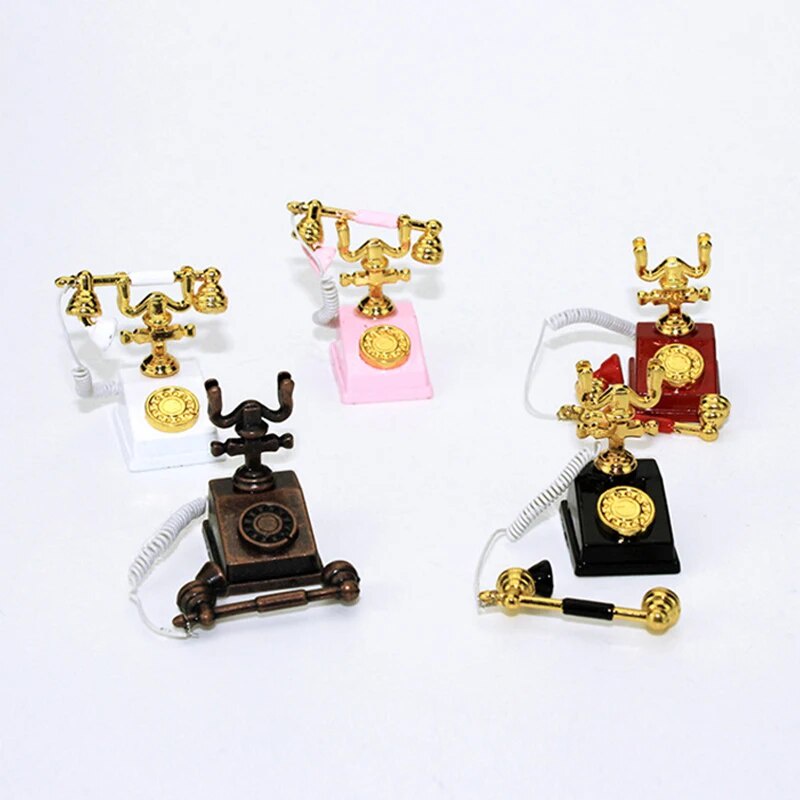 1:12 1:6 Mini Miniature Phone Model Alloy Vintage Retro Rotary ...
