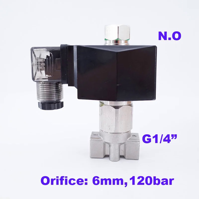 GOGO 120Bar 150 N.O GSPG-06K 2 Way Water High Pressure Solenoid Valve 1/4" BSP 220V 24V 12V ...