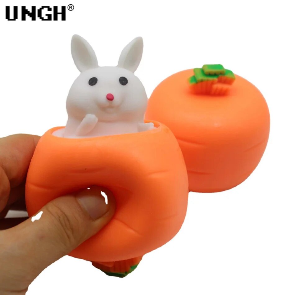 88B UNGH Pop up Funny Carrot Rabbit Cup Block Squeeze Anti-stress Toy ...