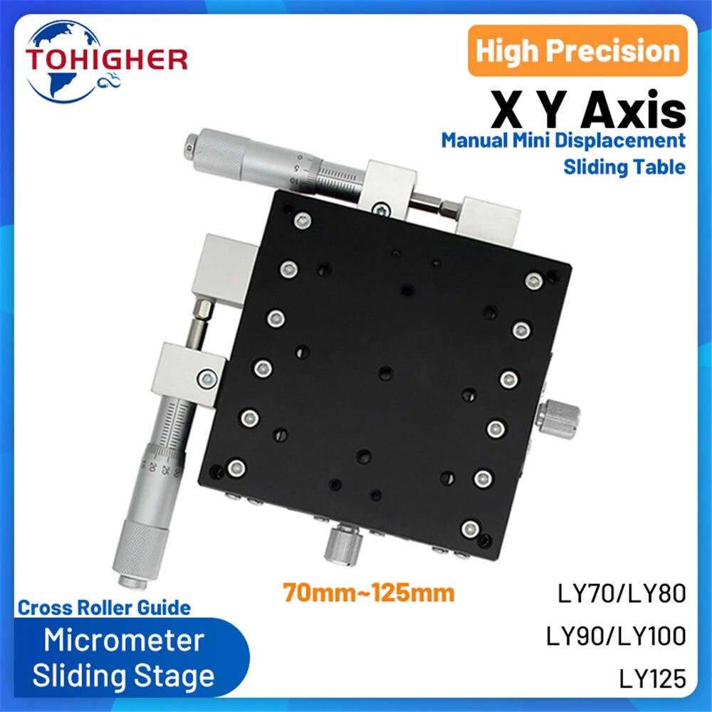 XY Axis 70*70-125*125 Micrometer Sliding Stage Platform Manual Displacement Sliding Table Guide ...