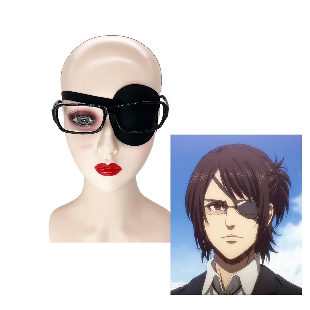 69P Hange Zoe Cosplay Eyeglasses Frame Eyepatch Anime Attack On Titan ...