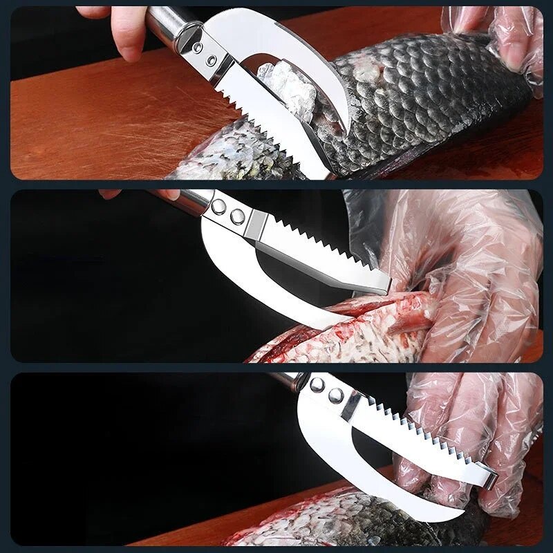 3 In 1 Stainless Steel Fish Scaler Knife Cut/Scrape/Dig Maw Knife Scale ...