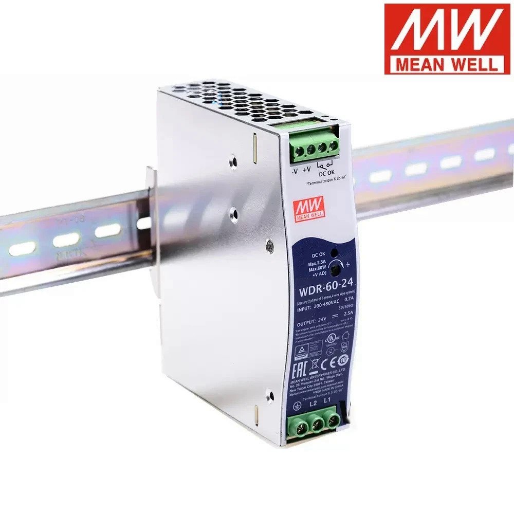 MEAN WELL WDR-60 Series Ultra Wide Input Industrial Din Rail 60W Slim ...
