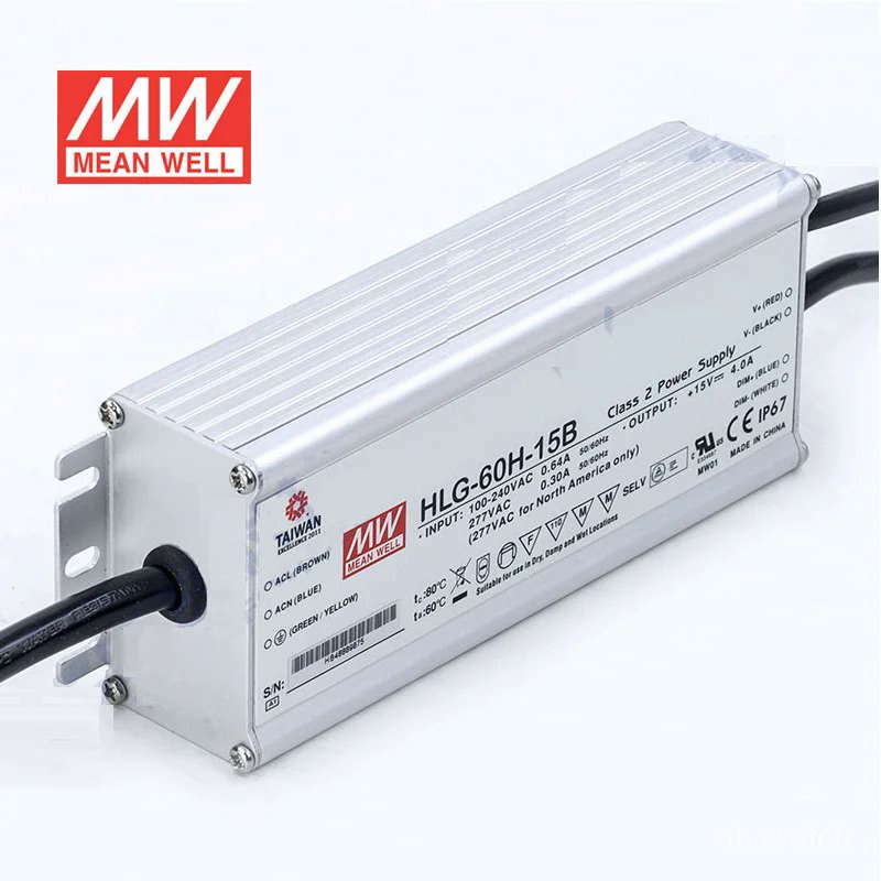 MEAN WELL LED driver HLG-60H A Type 60W LED Switch Power Supply 12V 15V 20V 24V 30V 36V 42V 48V ...