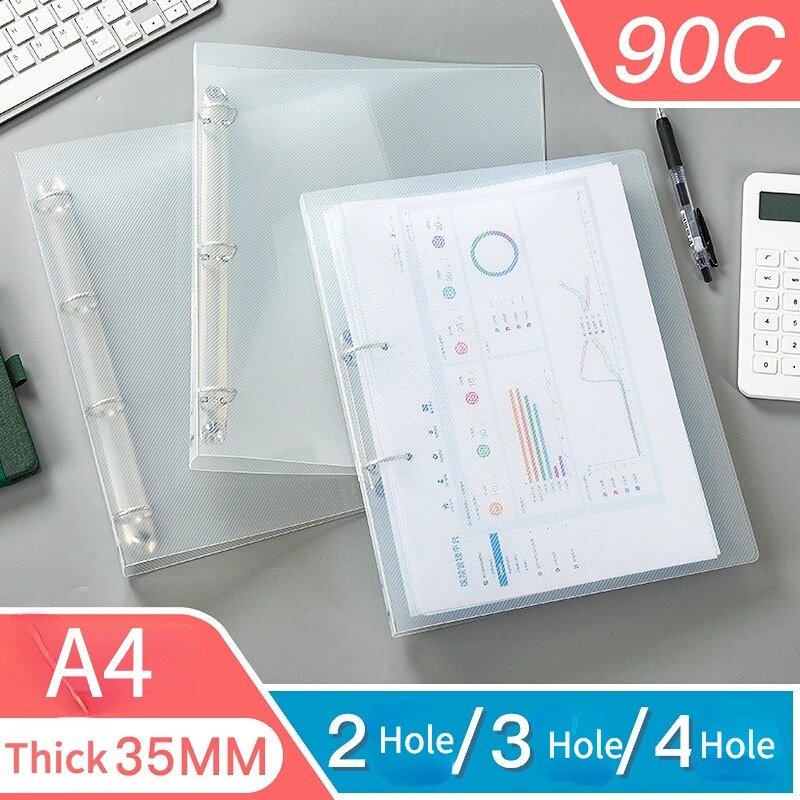 16h 2/3/4 Hole A4 Ring Binder Folder Cross Grain Transparent Display ...