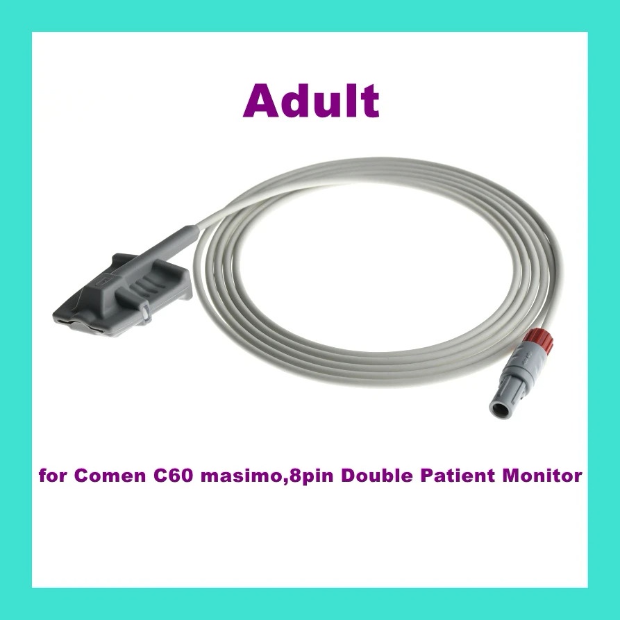 Adult Finger Clip Ear Clip Silicone Long Cable Reusable Oxygen Spo2 Sensor for Comen C60 masimo ...