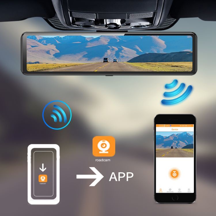 FMS car camera wifi mobile phone 3 channel dash camera 12 inch IPS ...