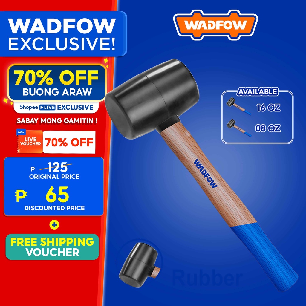 Wadfow Rubber Mallet Hammer with Wooden Handle Soft Hammer Maso ...