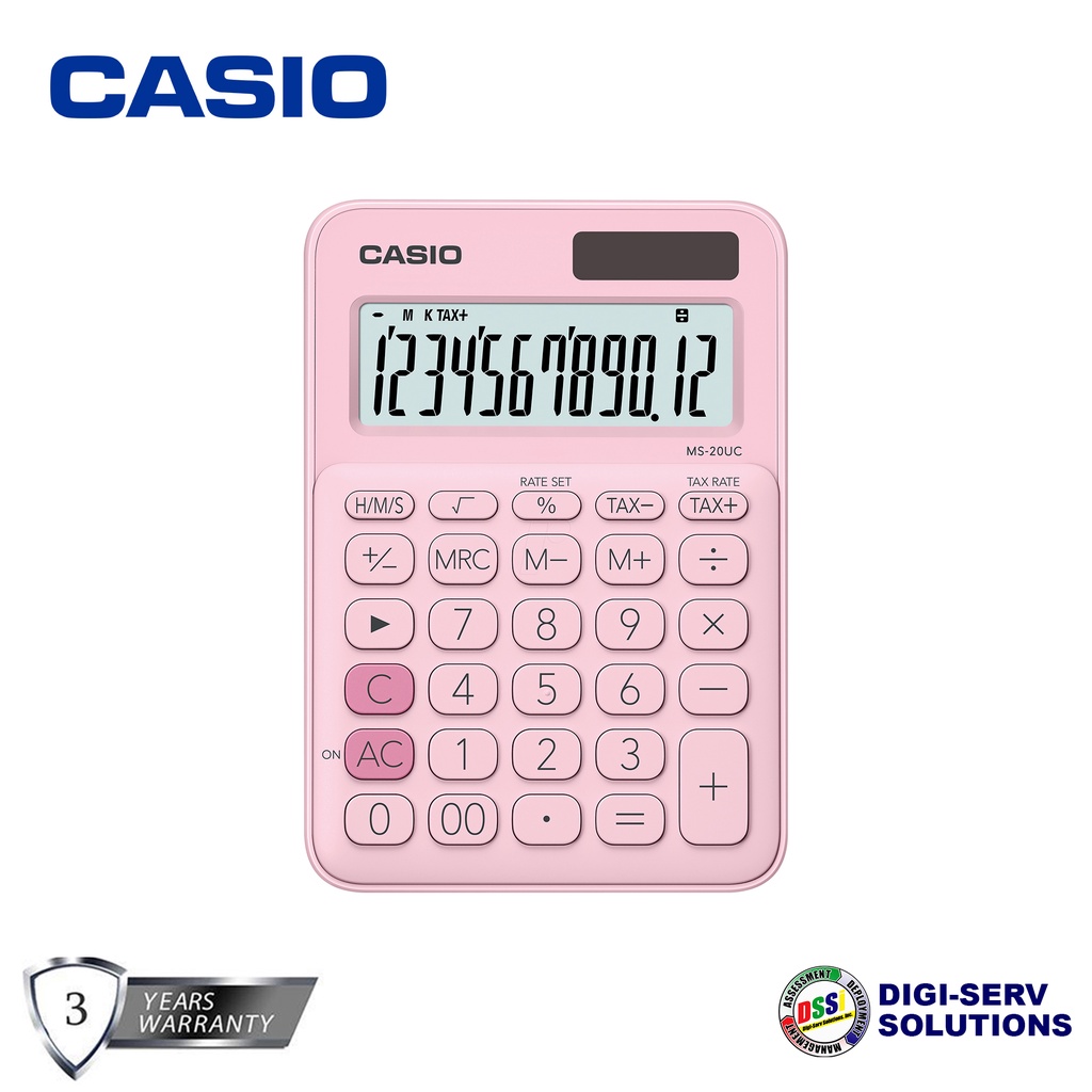 Casio MS20UCPK Pink Mini Desk Type Calculator Time calculation Tax calculation 12 digits Large ...