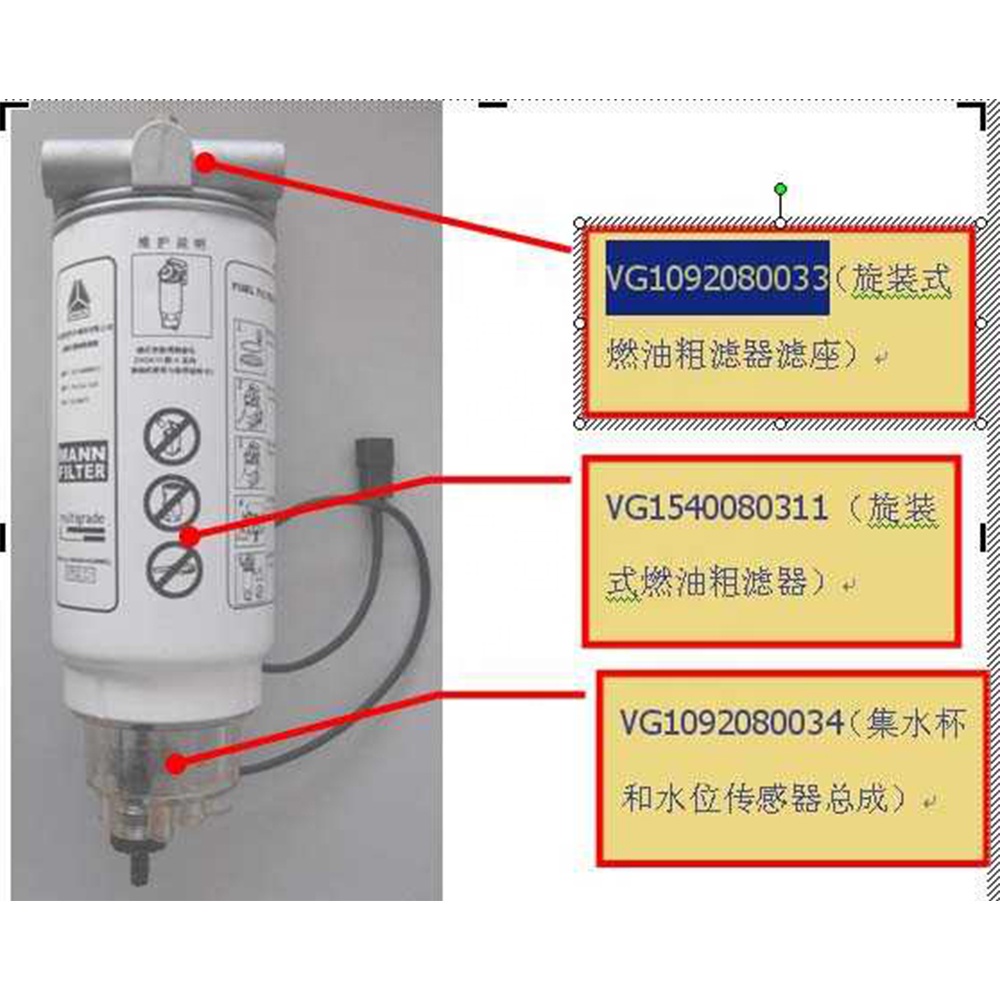 Original SINOTRUK Engine Parts Howo A7 truck part Fuel Filter Seat ...