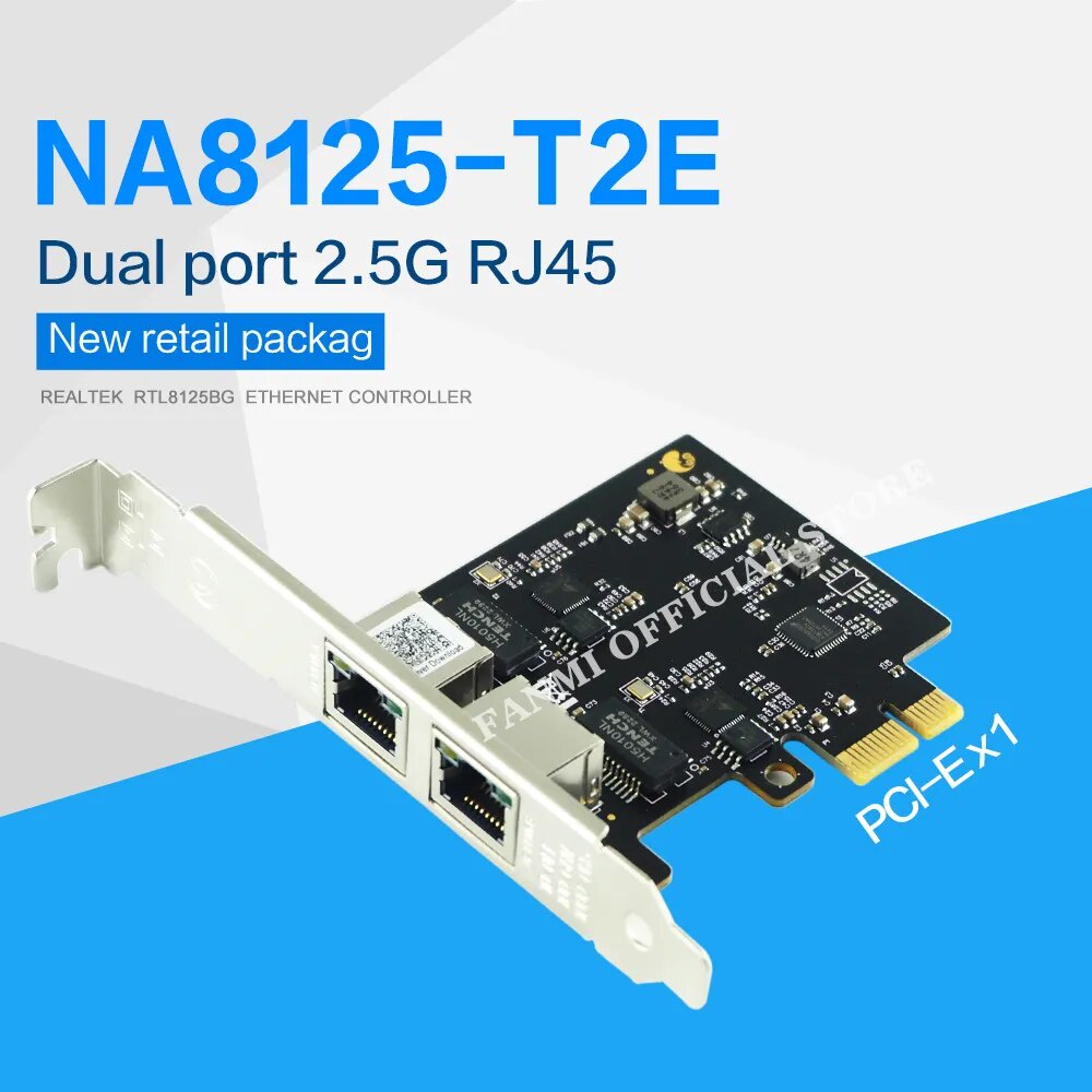 웃2.5G 2 Port PCIe RJ45 2500Mbps Realtek Chip RTL8125BG Dual Port Server ...