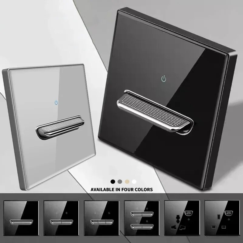 Crystal Tempered Glass Switch Panel LED Indicator 1 2 3 4 Gang/1 2 Way ...