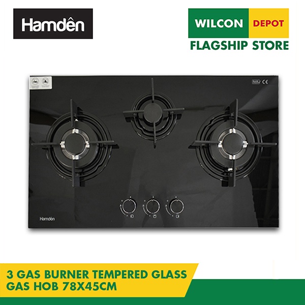 HAMDEN MGH378 3 Gas Burner Tempered Glass Kitchen Gas hob 78x45cm by ...