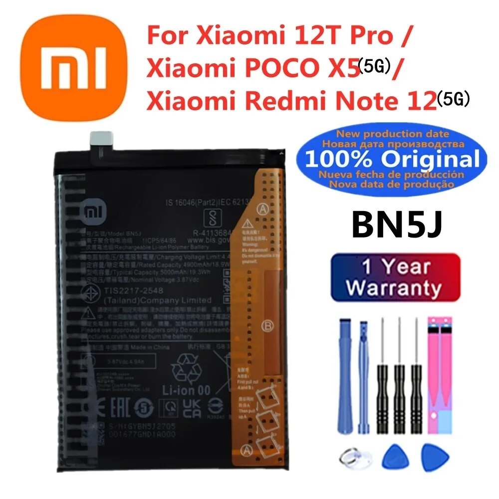 5000mAh BN5J Original Battery For Xiaomi Redmi Note 12 5G / 12T Pro ...