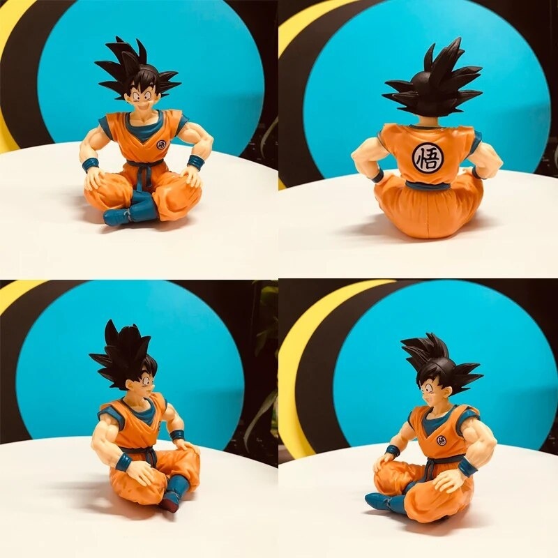 Anime Figure Sitting Posture Dragon Ball Son Goku Super Saiyan Action ...