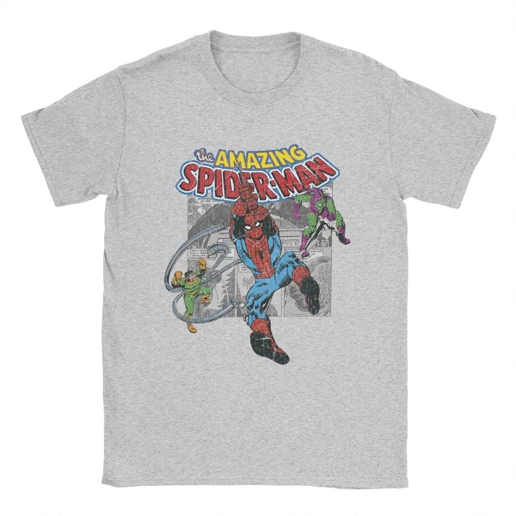 Disney Marvel Spiderman Retro Comic Collage Men T Shirts Unique Tee ...