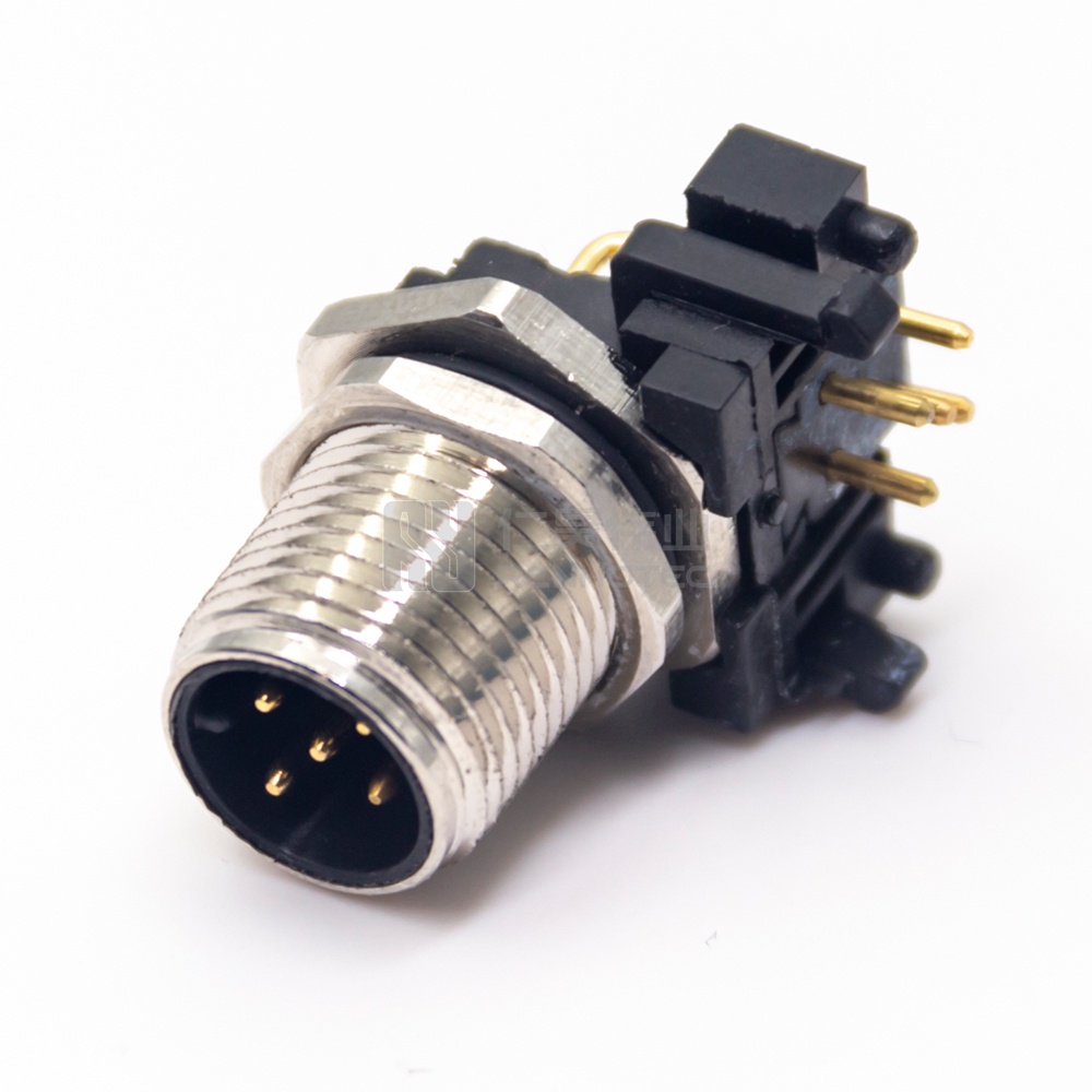 M12 5-Pin Male Right Angle PCB Back Mount Female Panel Receptacles a B ...