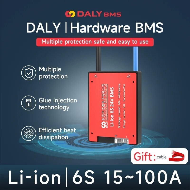 DALY BMS Li-ion 6S 24V 15A 20A 30A 40A 60A 80A 100A BMS Battery ...