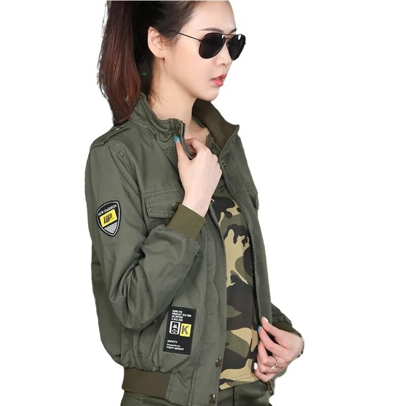 327 Spring Autumn Women S Military Army Green Jacket Coat Casual Stand