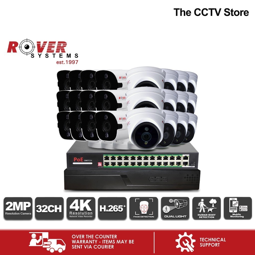 Rover 32CH NVR +24 Ports POE Switch +24 units 2MP PoE Dual light IP ...
