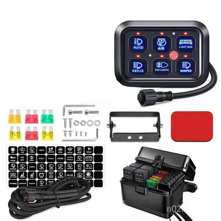 6 Gang Switch Panel RGB with Relay Control Box Automatic Dimmable LED ...