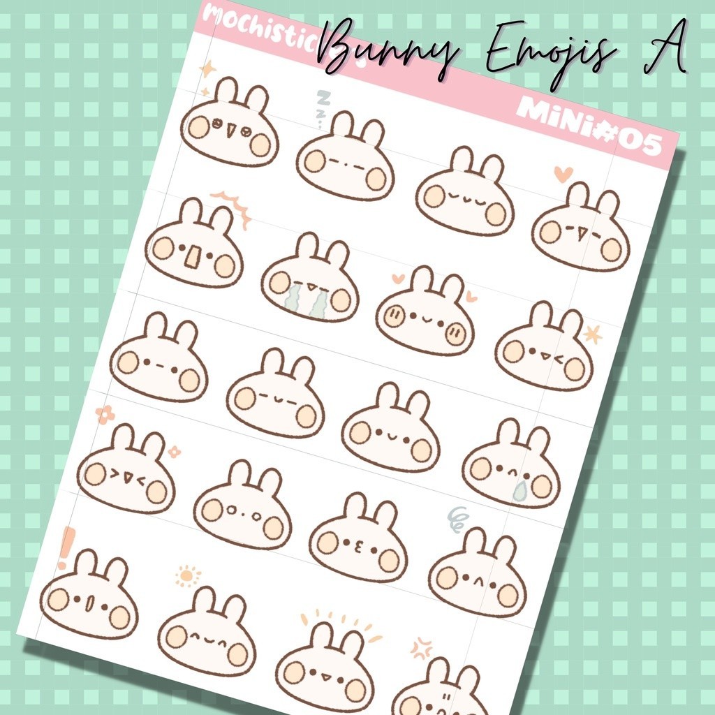 BUNNY EMOJIS SET A PLANNER STICKERS - MINI STICKER SHEETS | Shopee ...