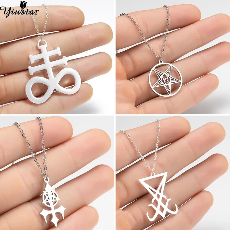Satanic Symbol Jewelry Sigil Church of Satan Necklace Pentagram Satan ...
